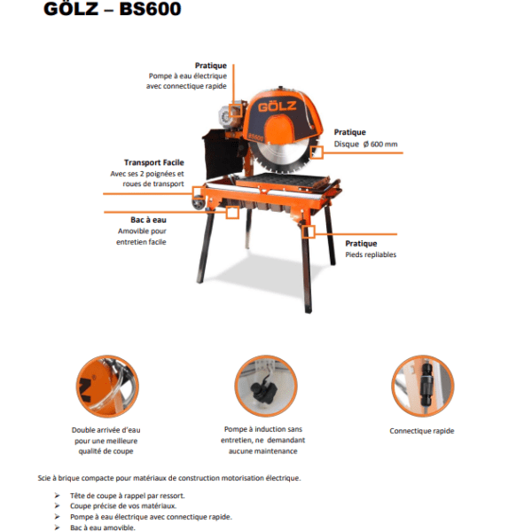 Scie à sol BS600 230V 2,2kW 50Hz - FORKIND